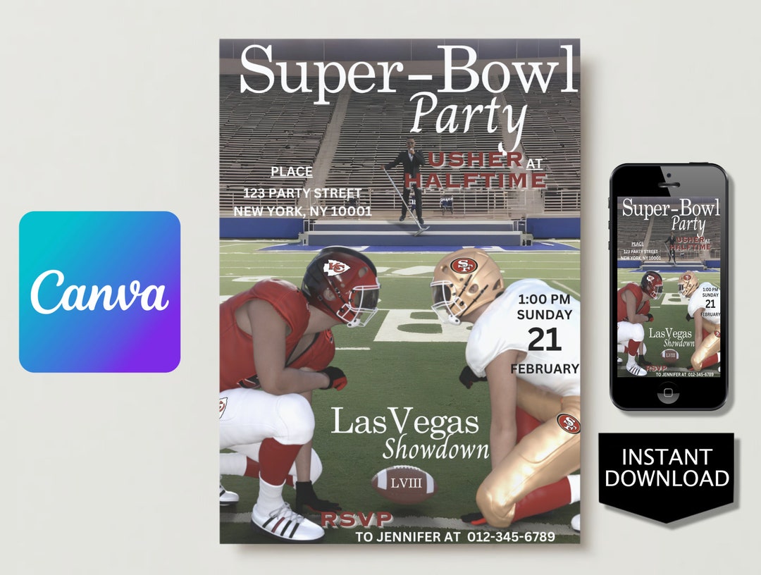 Super Bowl Party Invitation kansas City Chiefs Vs San Francisco 49ers ...