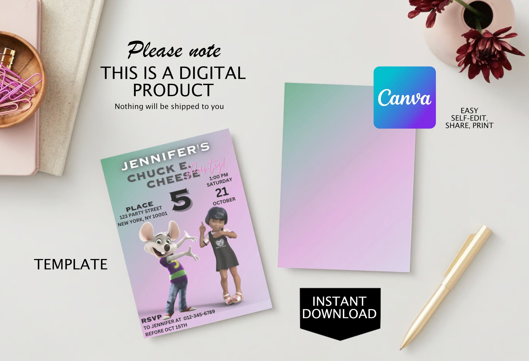 Toon Avatar Birthday Party Invitation - Digital 3d Toon Birthday Chuck ...