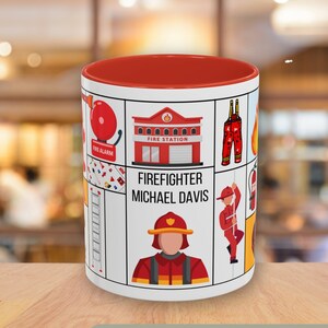 Personalized Firefighter Mug, Custom Name Firefighter Gift, Firefighter ...
