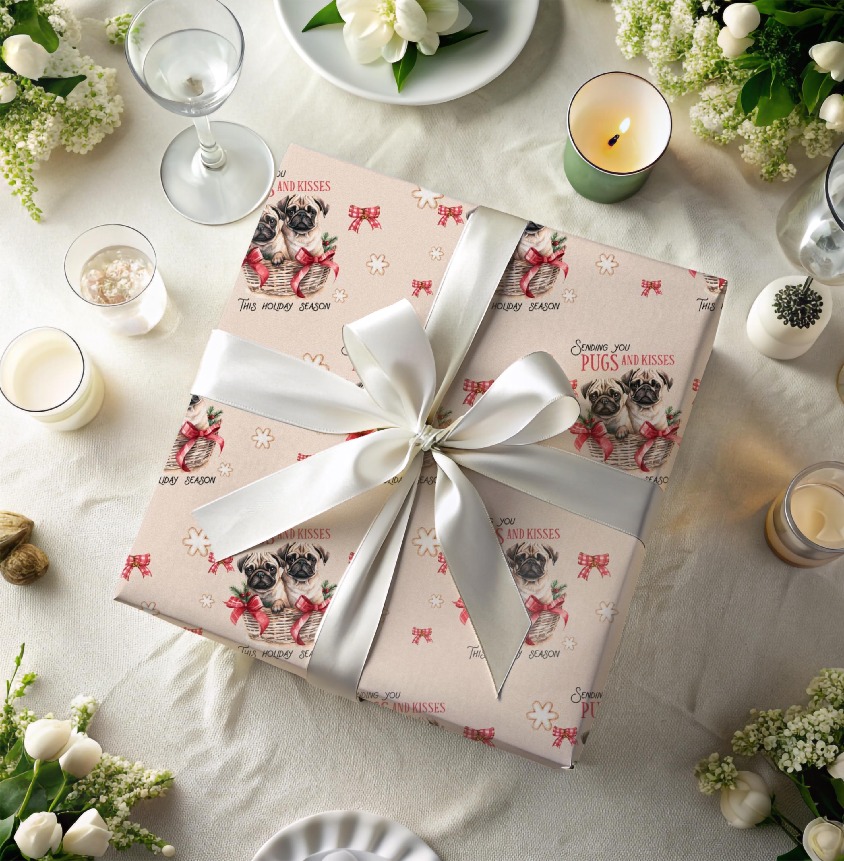 Personalized Pug Dog Gift Wrap, Cute Pug Wrapping Paper, Dog Lover Gift ...