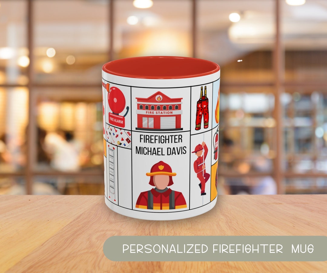 Personalized Firefighter Mug, Custom Name Firefighter Gift, Firefighter ...