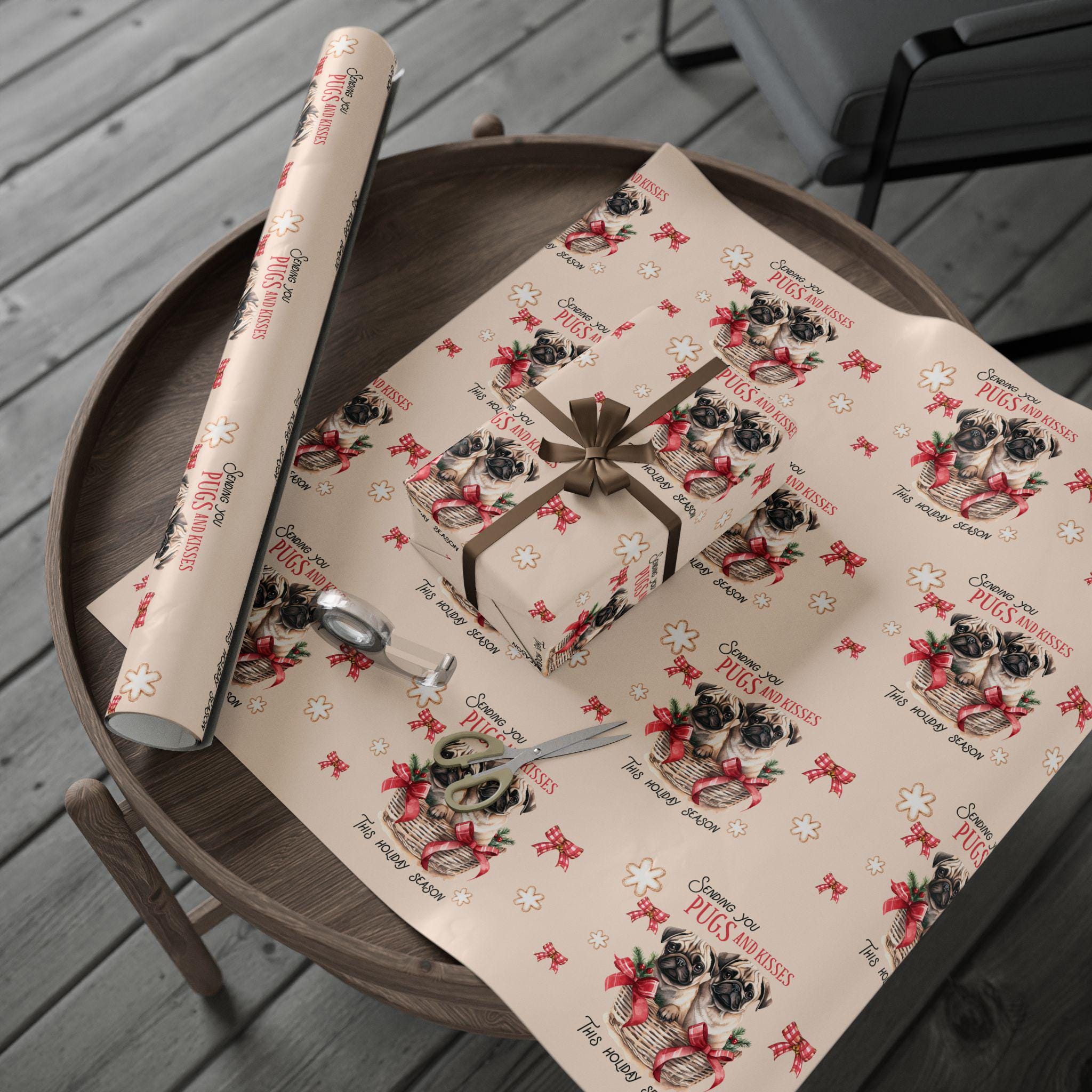 Personalized Pug Dog Gift Wrap, Cute Pug Wrapping Paper, Dog Lover Gift ...