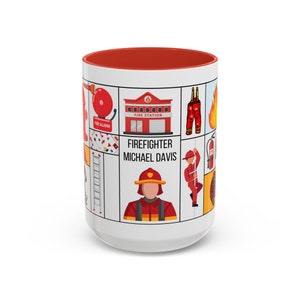 Personalized Firefighter Mug, Custom Name Firefighter Gift, Firefighter ...