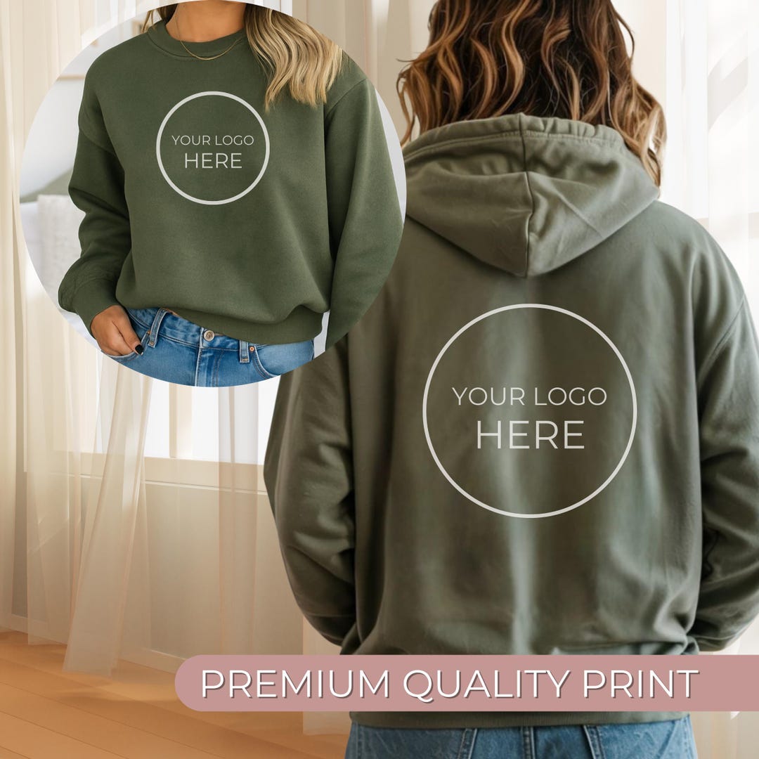 Custom Logo Hoodie Front Back Print, Business Logo Sweatshirt, Company ...