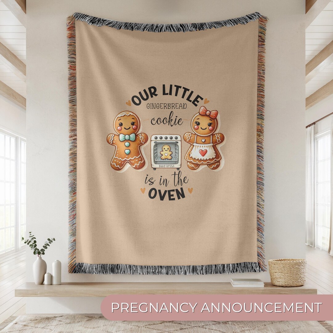 Personalized Pregnancy Announcement Blanket, Gingerbread Baby Reveal ...