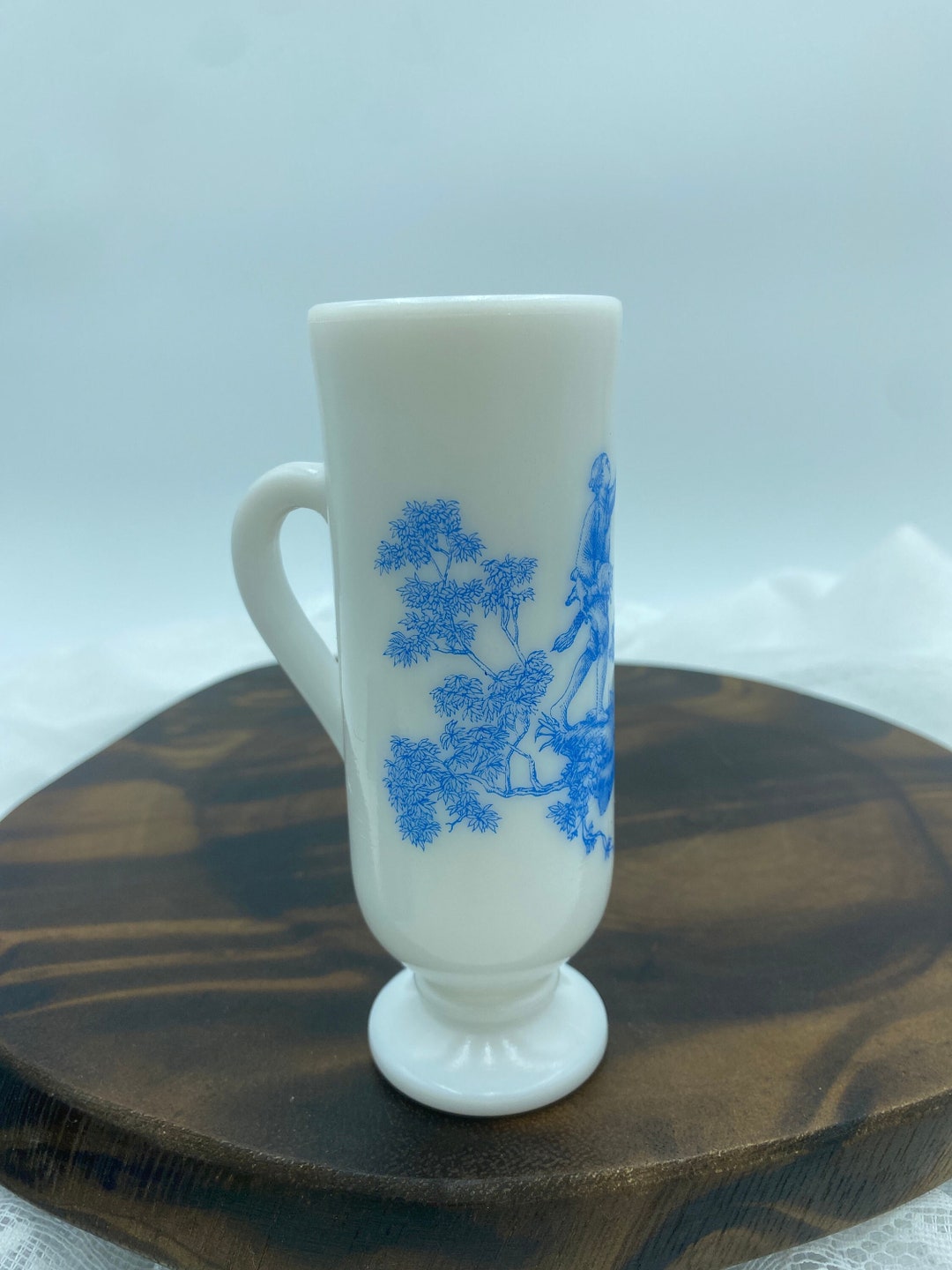 Vintage Avon Blue and White Toile Printed Milk Glass Demitasse Cup - Etsy