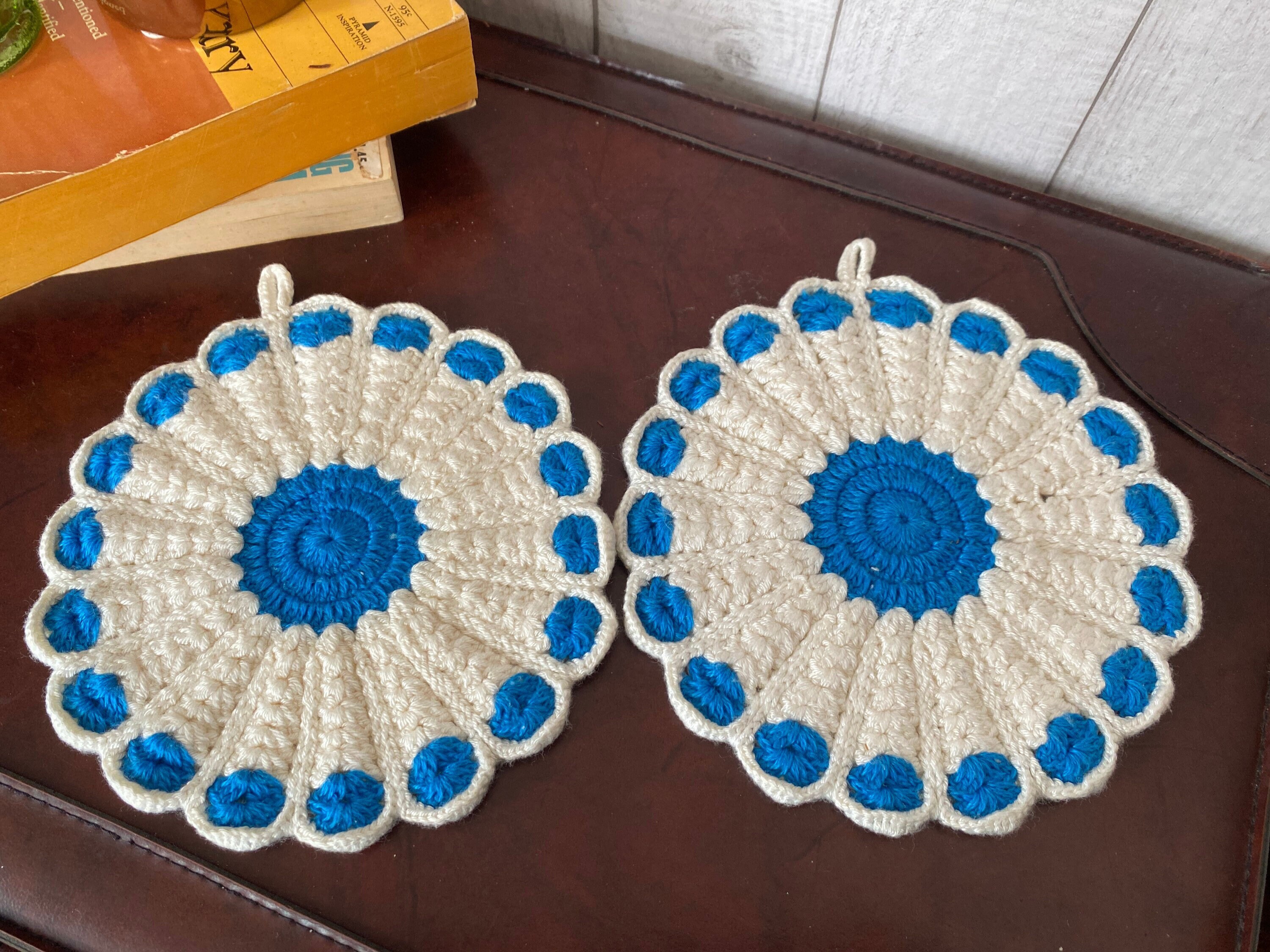 Vintage Blue and White Handmade Trivets - Etsy