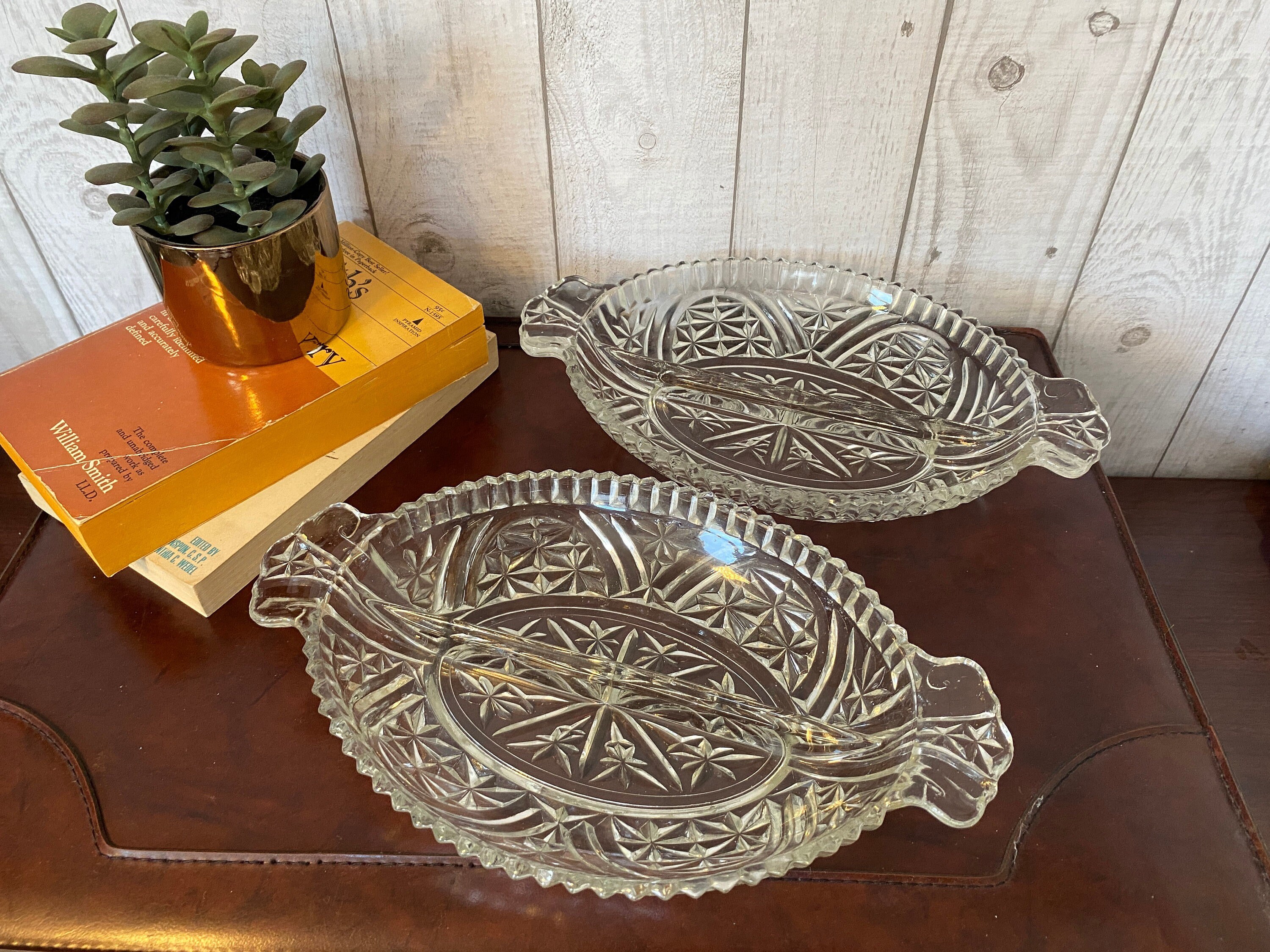 Anchor Hocking Glass EAP Two Part Relish Dish - Etsy