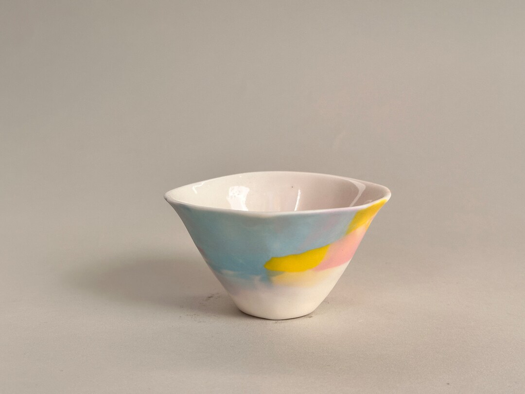 Small Handmade Porcelain Triangle Bowl - Unique Sauce or Snack Dish - Etsy