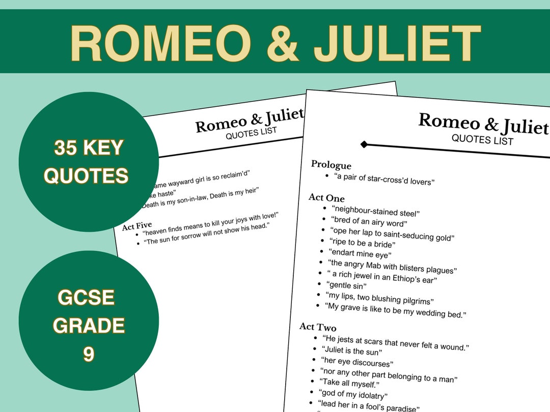 GCSE Romeo & Juliet Key Quotes - Etsy