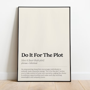 Do It for the Plot Definition Wall Art, Retro Print, Digital Download ...