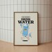 Drink Water Poster, Retro Style Print, Trendy Kitchen Wall Art, Healthy ...