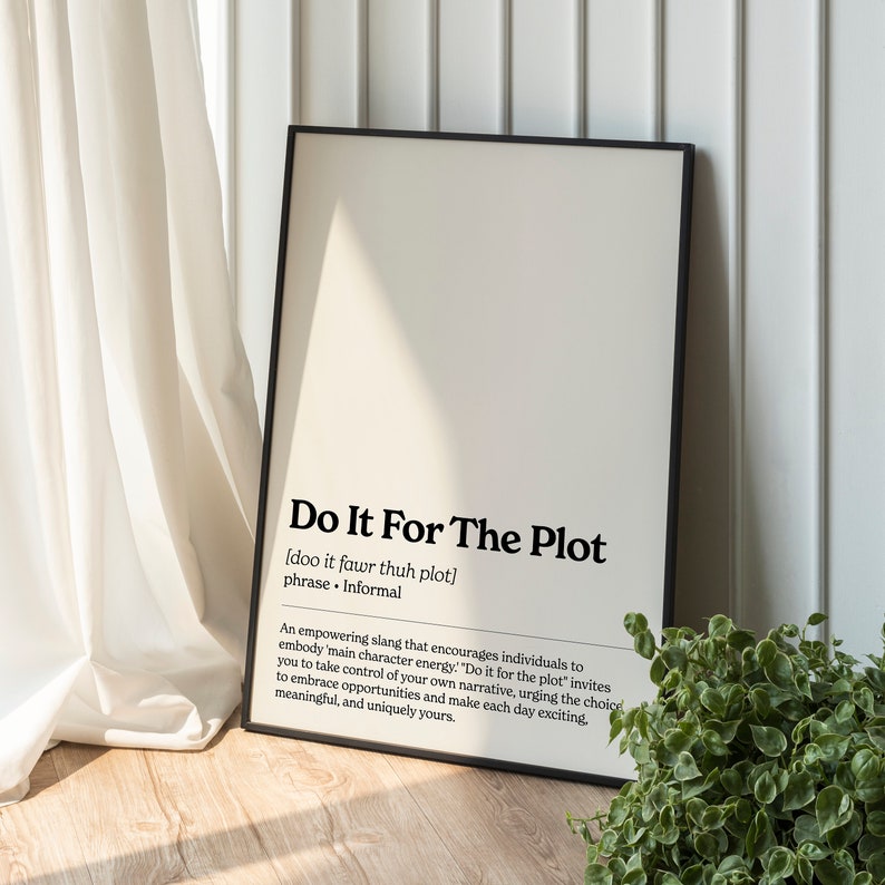 Do It for the Plot Definition Wall Art, Retro Print, Digital Download ...