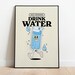Drink Water Poster, Retro Style Print, Trendy Kitchen Wall Art, Healthy ...