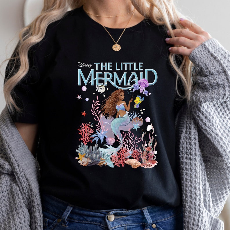The Little Mermaid T-shirt, the Little Mermaid Black Tee, Black Girl ...