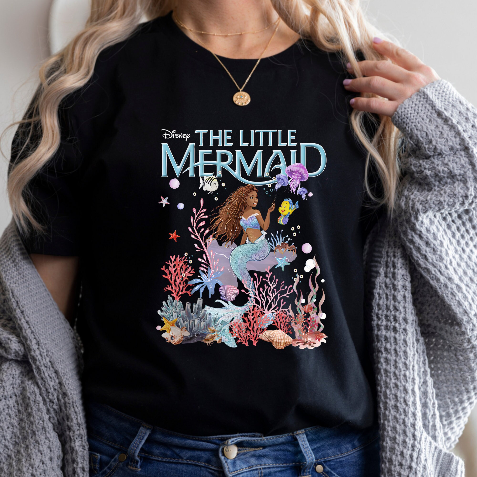 The Little Mermaid T-shirt, the Little Mermaid Black Tee, Black Girl ...