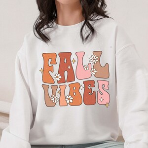 Retro Fall Vibes Sweatshirt, Thanksgiving Hoodie, Trendy Fall Tee, Cute ...
