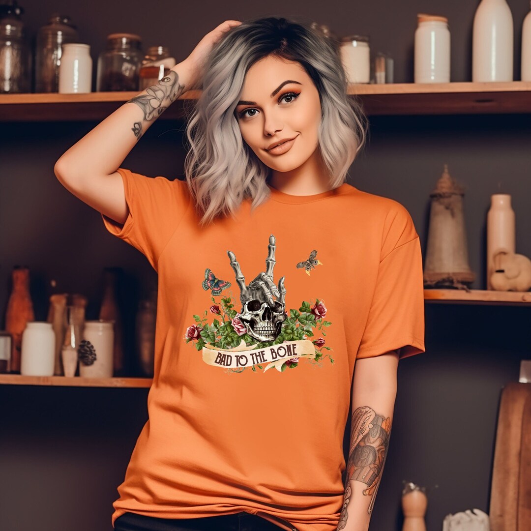 Bad to the Bone Shirt, Halloween Tee, Cute Skeleton T-shirt, Funny ...