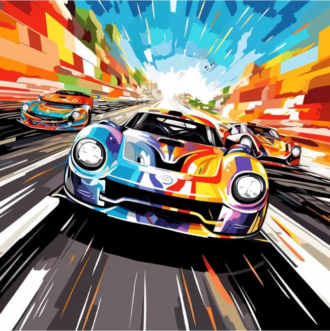 Race Car Colorful Pop Art .svg File - Etsy