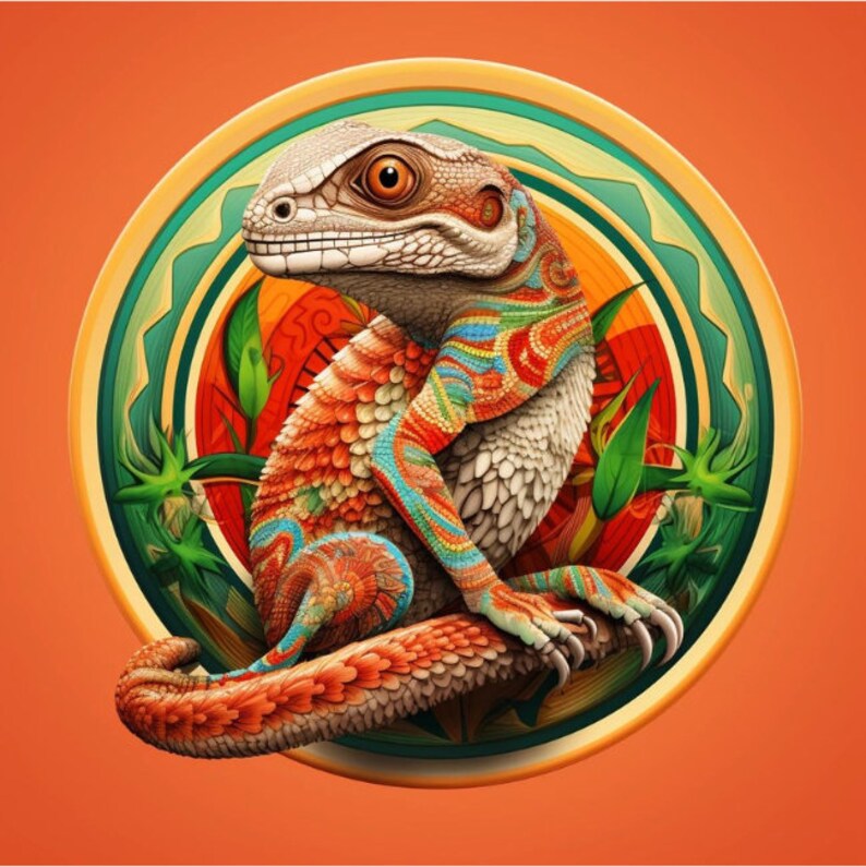 Lizard Logo 1: Colorful Orange Background - Etsy