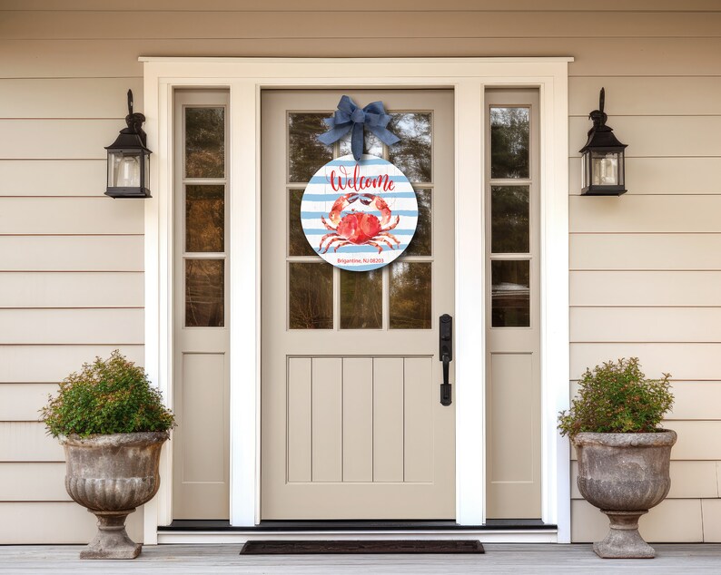 Coastal Crab Welcome Door Sign – Nautical Beach House Décor - Etsy