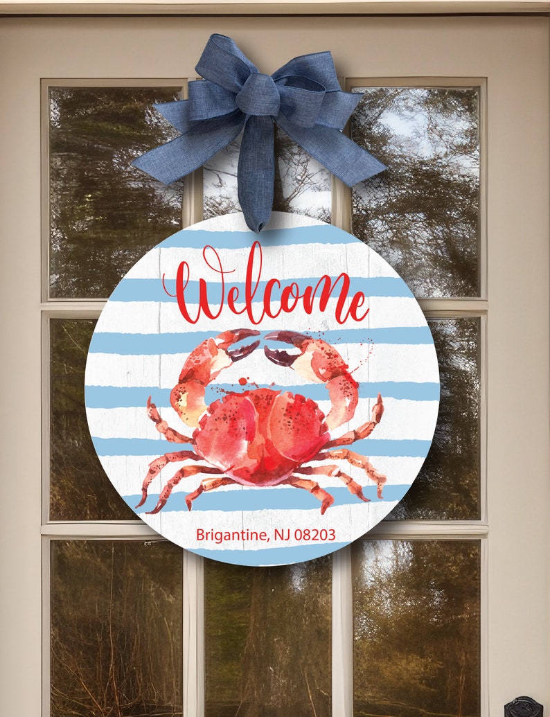 Coastal Crab Welcome Door Sign – Nautical Beach House Décor - Etsy