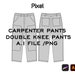 Work Pants Template Workwear Vector Tech Pack Mockup Illustrator ...