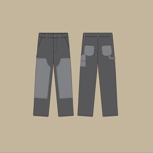 Work Pants Template Workwear Vector Tech Pack Mockup Illustrator ...