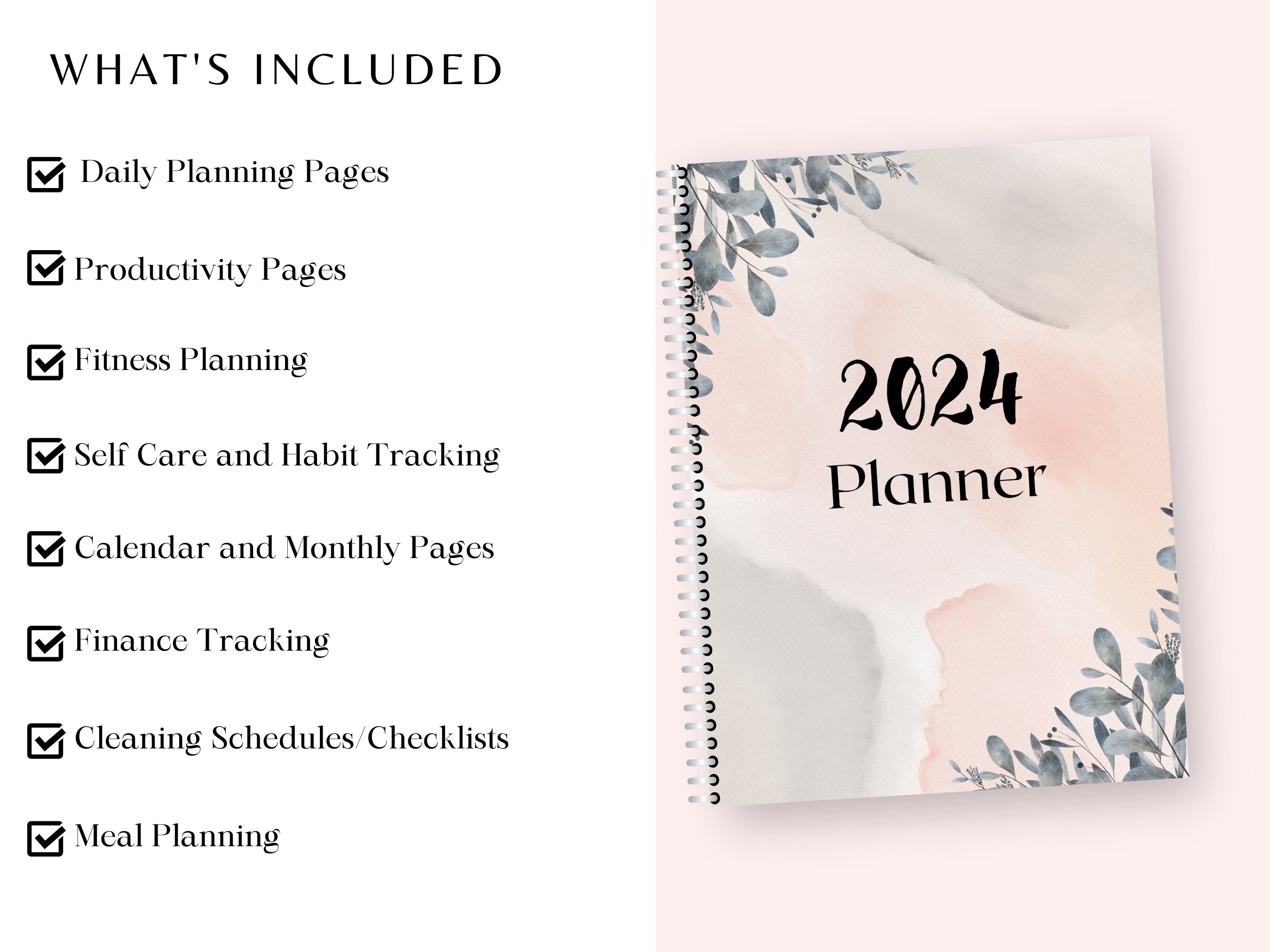 2024 Printable Planner, Aesthetic Planner, Self Care Planner ...