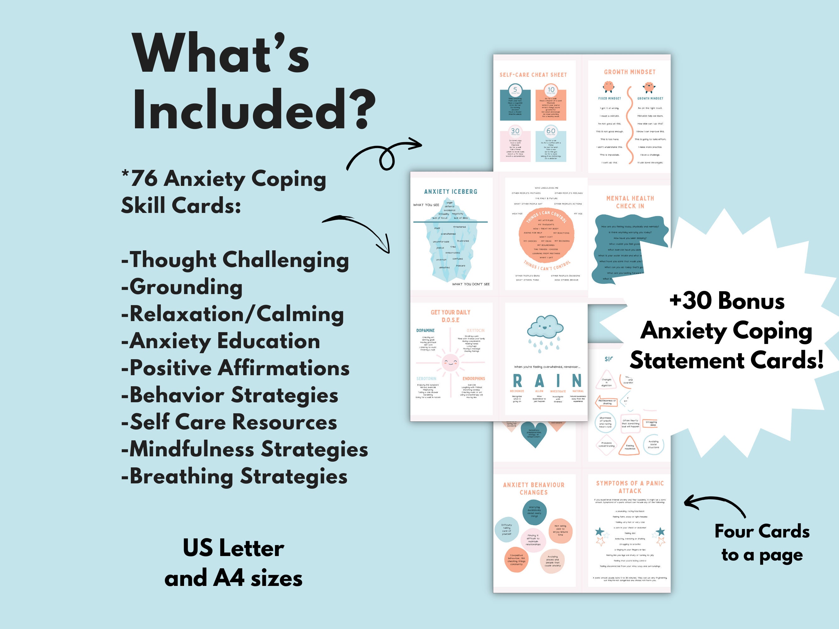 Anxiety Coping Skill Cards, Anxiety Relief Coping Cards, Coping ...