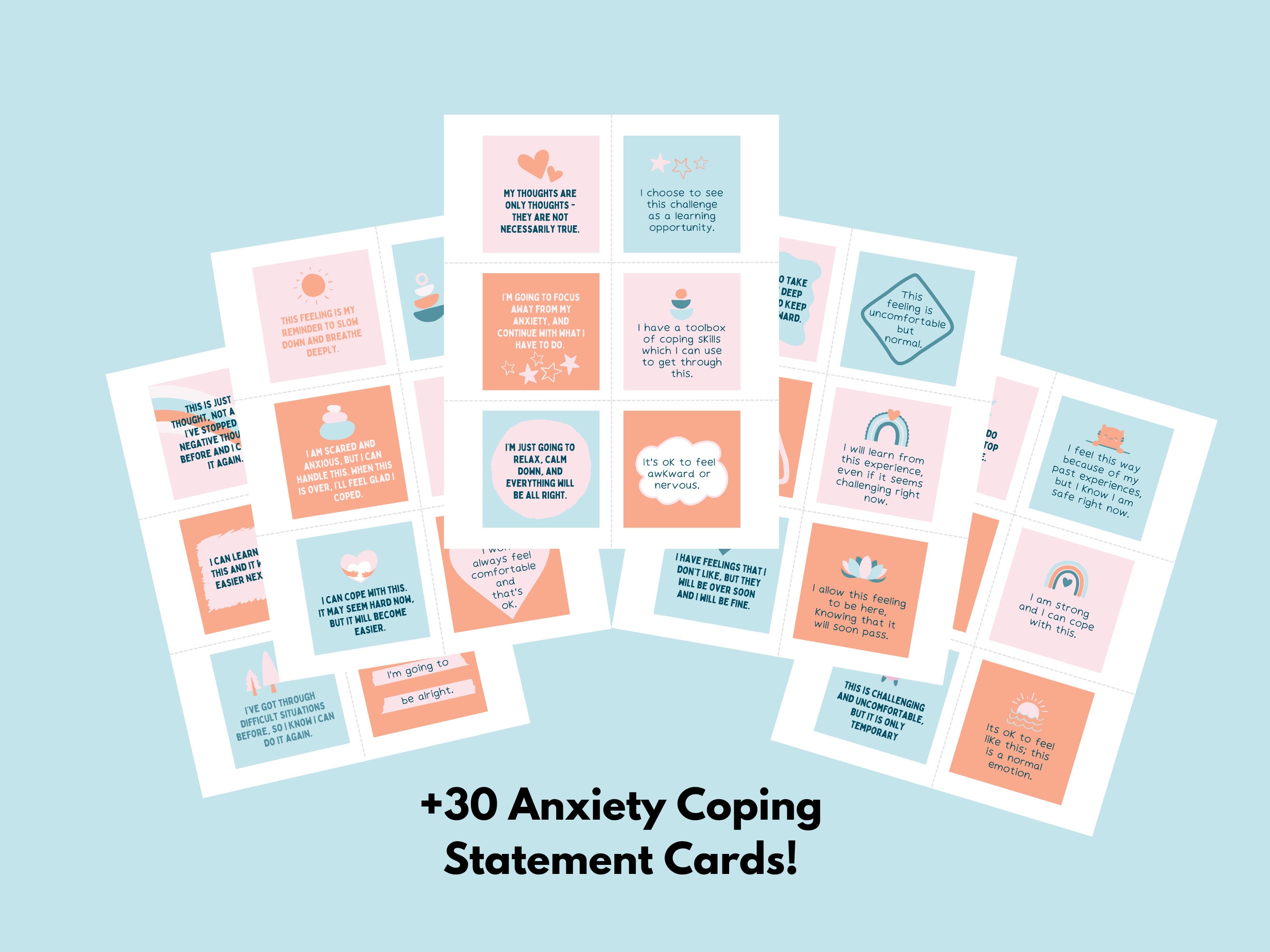 Anxiety Coping Skill Cards, Anxiety Relief Coping Cards, Coping ...