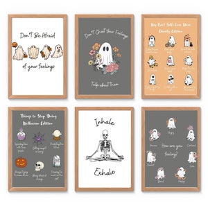 Set of 8 Halloween Mental Health Posters, Halloween Posters, Therapy ...