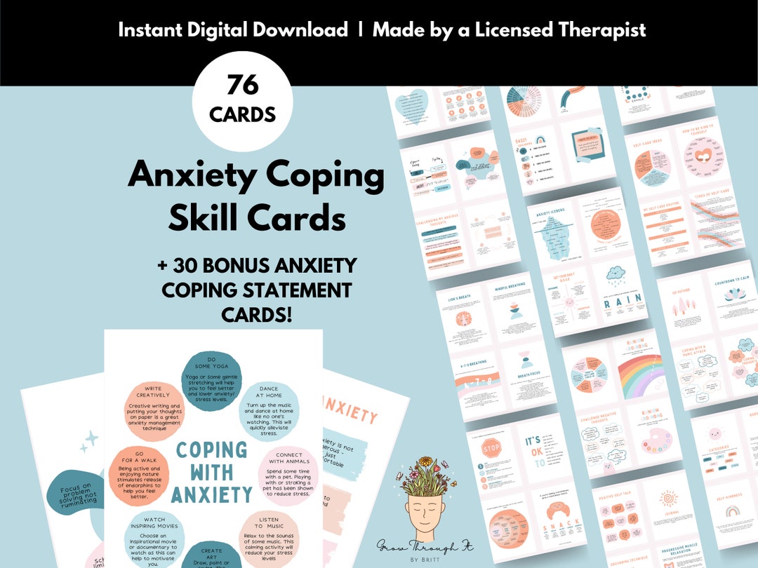 Anxiety Coping Skill Cards, Anxiety Relief Coping Cards, Coping ...