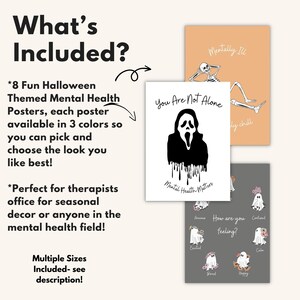 Set of 8 Halloween Mental Health Posters, Halloween Posters, Therapy ...