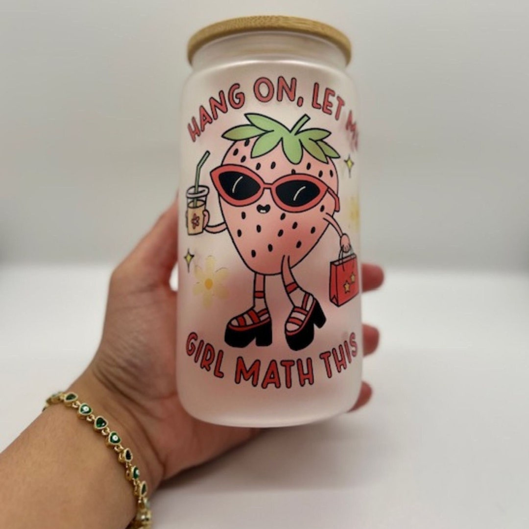 Girl Math Ice Coffee Glass Cup, Glass Coffee Tumbler, Girl Math Mug ...