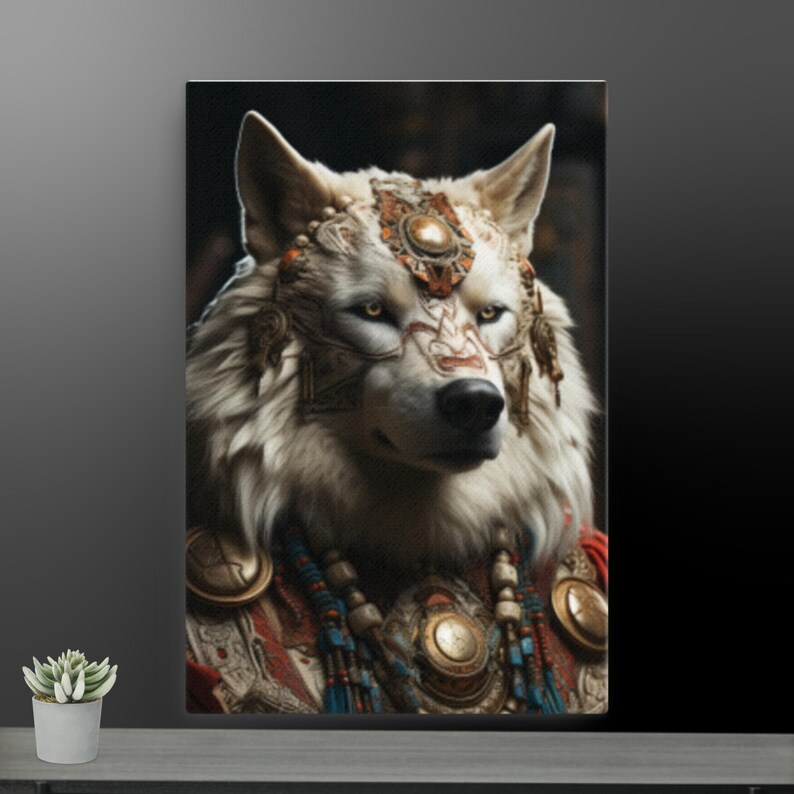 White King Wolf Canvas Print - Realistic and Detailed Artwork - Unique ...