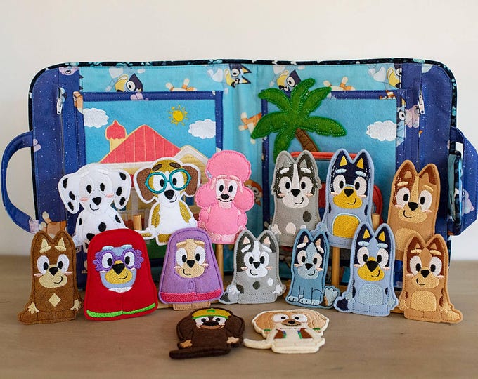Bluey Finger Puppets Quiet Book | Pretend Play | Felt Finger Puppets ...