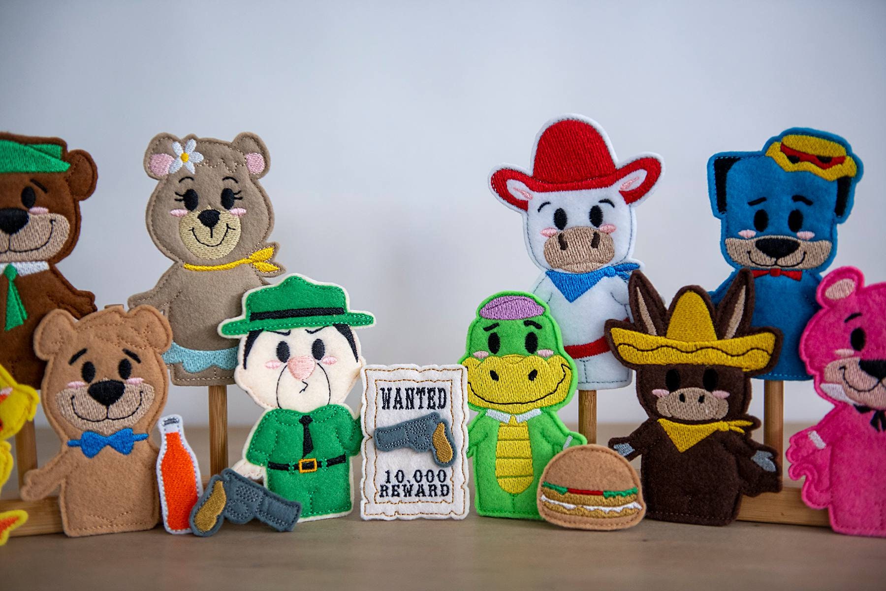 Yogi Bear Finger Puppets: Embroidered Felt Pretend Play Set - Etsy