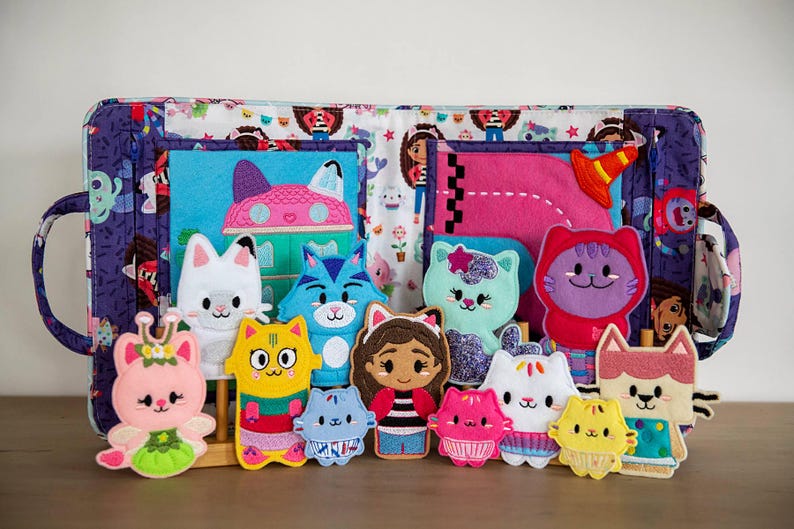 Gabby's Dollhouse Finger Puppets Quiet Book Pretend Play Felt Finger ...