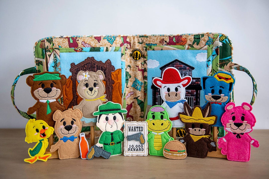 Yogi Bear Finger Puppets Set: Embroidered Felt Travel Toy With Case - Etsy