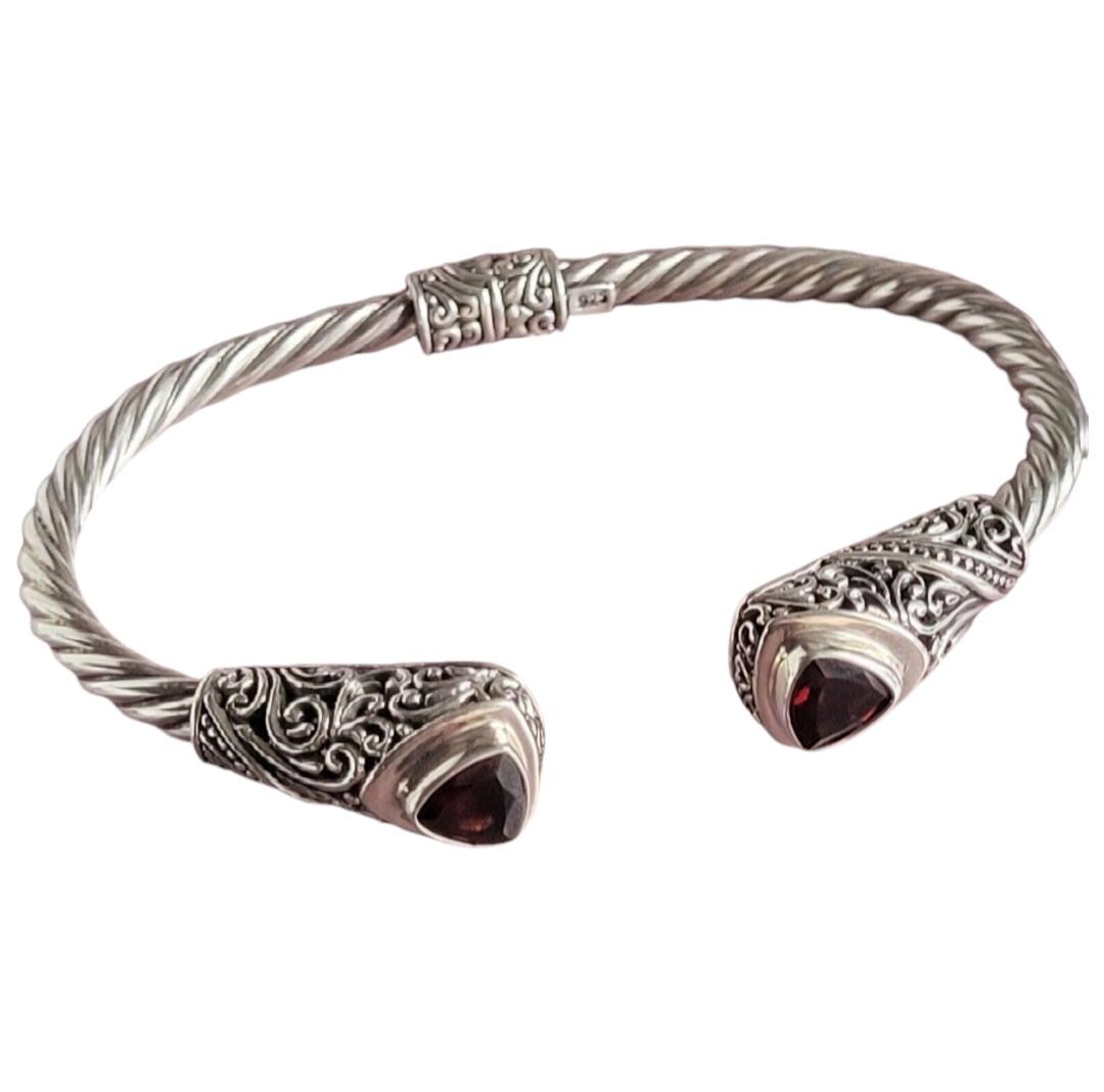 Handmade Sterling 925 Bali Twisted Cable Hinge Cuff Bracelet Trillion ...