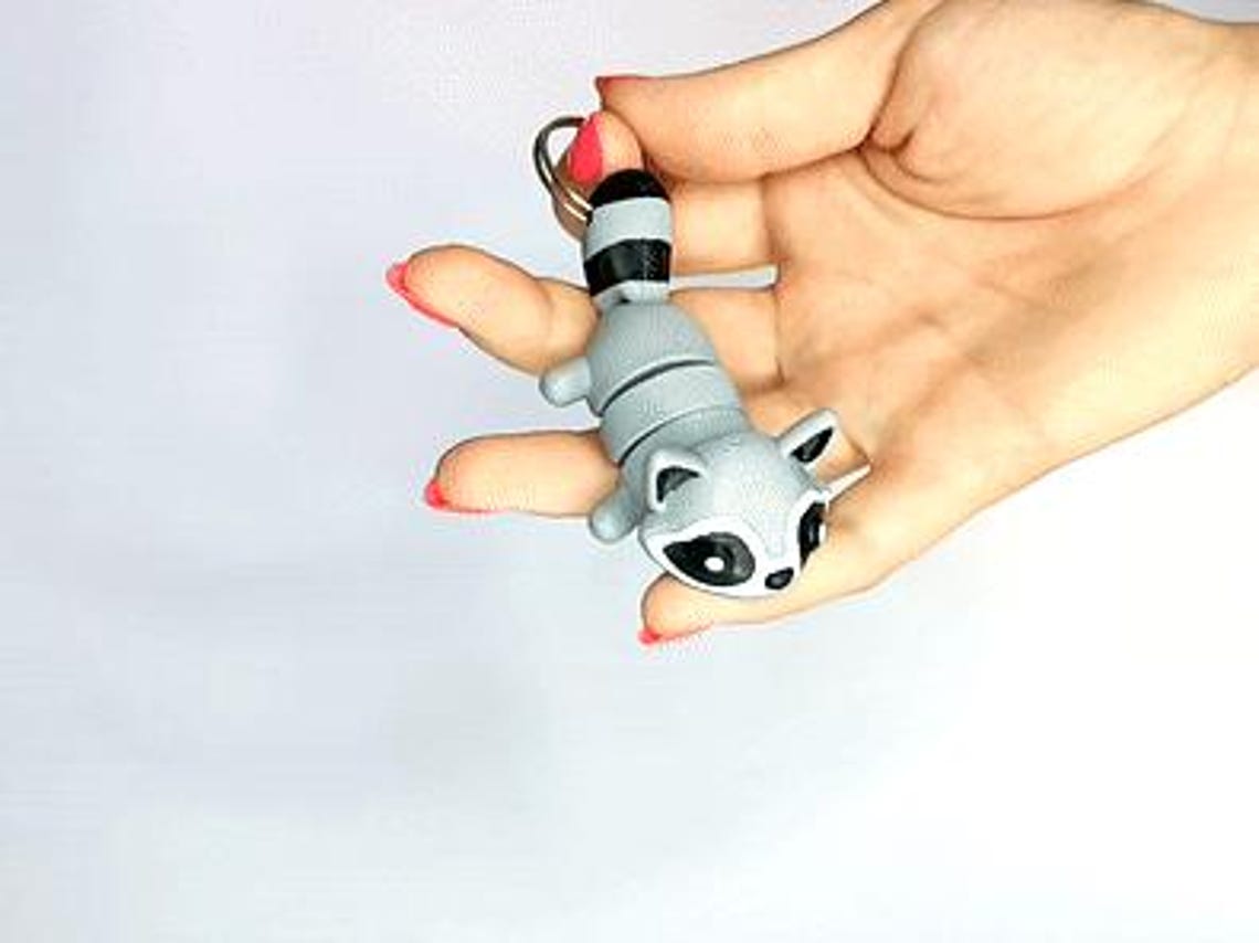 Adorable Raccoon Keychain – Flexible Animal Keyring Gift for Wildlife ...