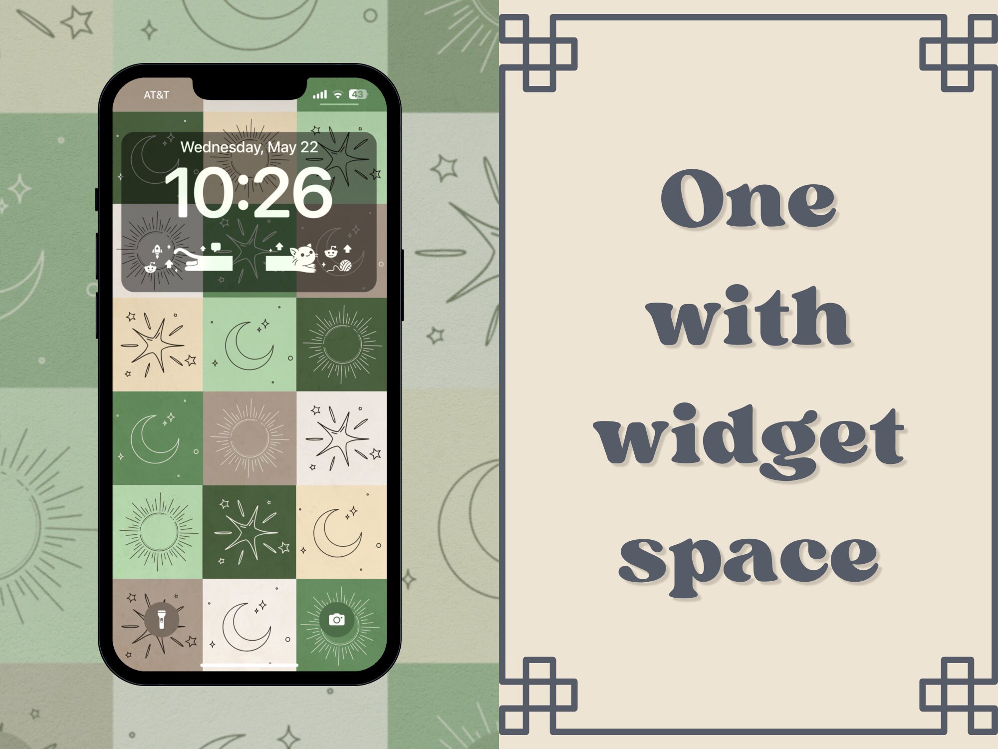 Sun, Moon, and Star iPhone Lock Screen - Green - Etsy