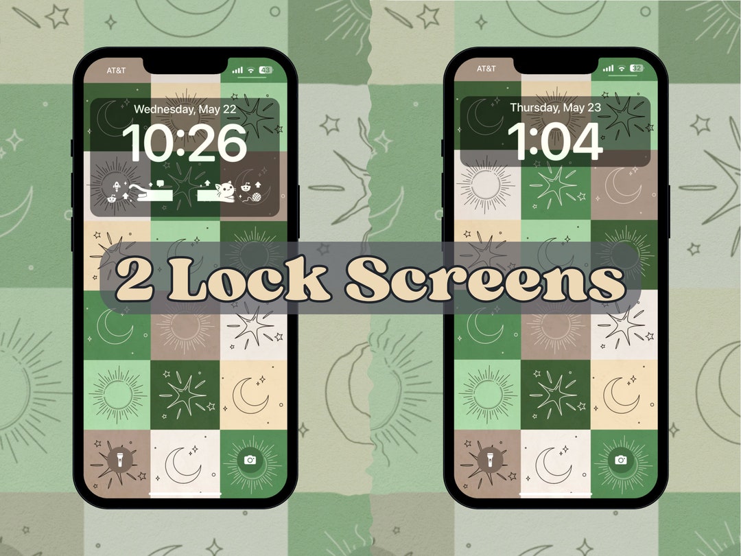 Sun, Moon, and Star iPhone Lock Screen - Green - Etsy