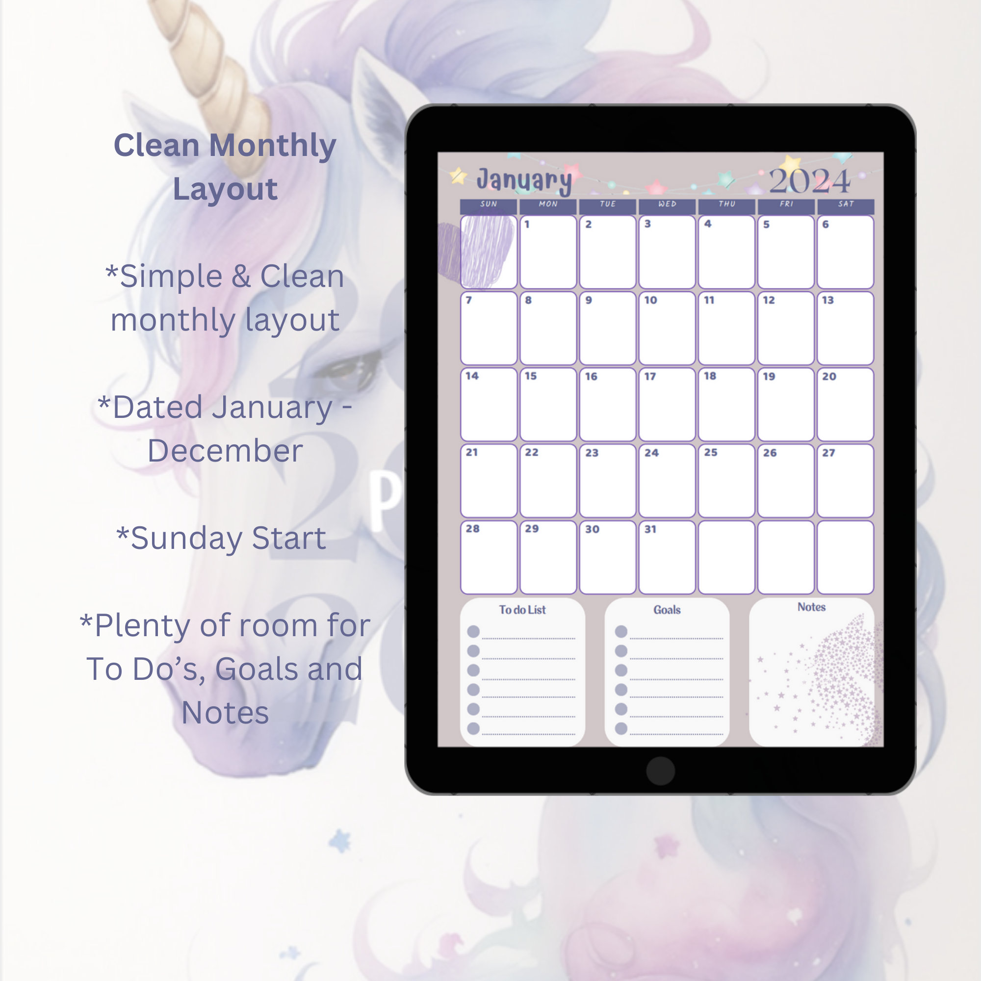 Printable Digital Planner for Girls 2024, Simple Digital Planner for ...