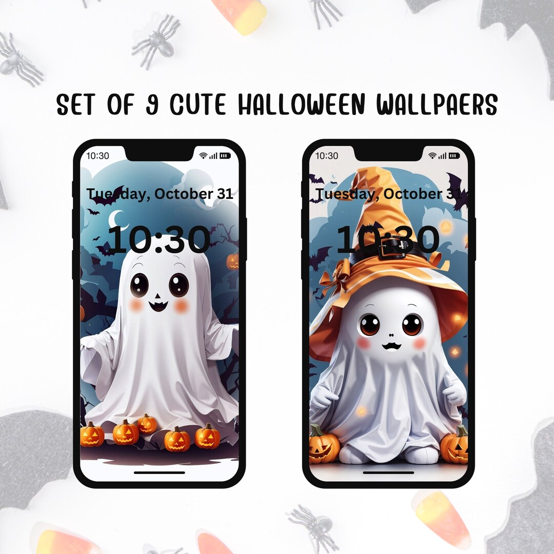 Cute Ghost Halloween Wallpaper for iPhone | Phone Background Cute Ghost ...