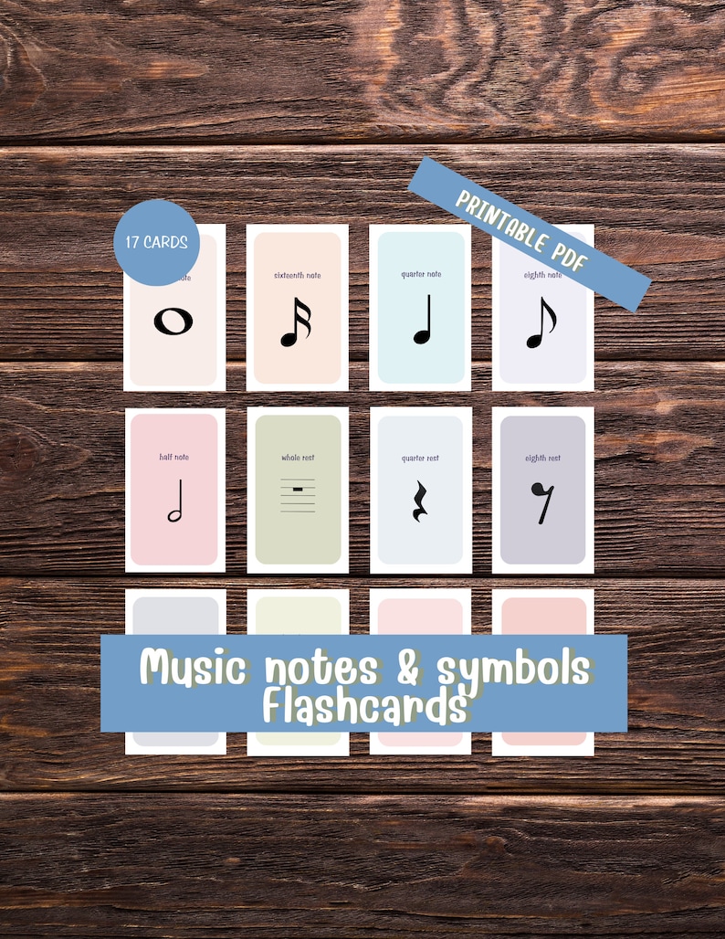 17 Music Notes & Symbols Flashcards, Basic Music Flash Cards ...