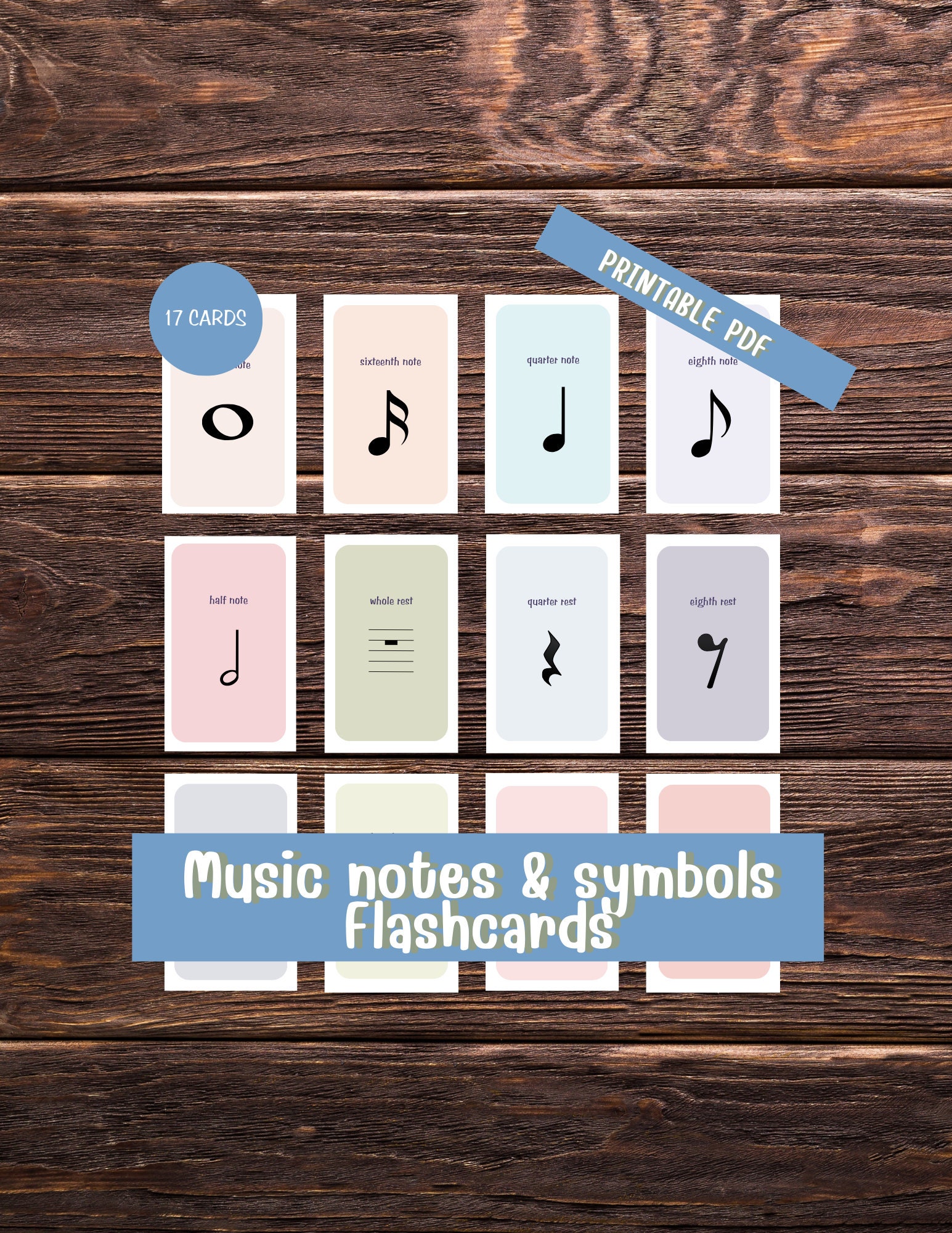 17 Music Notes & Symbols Flashcards, Basic Music Flash Cards ...
