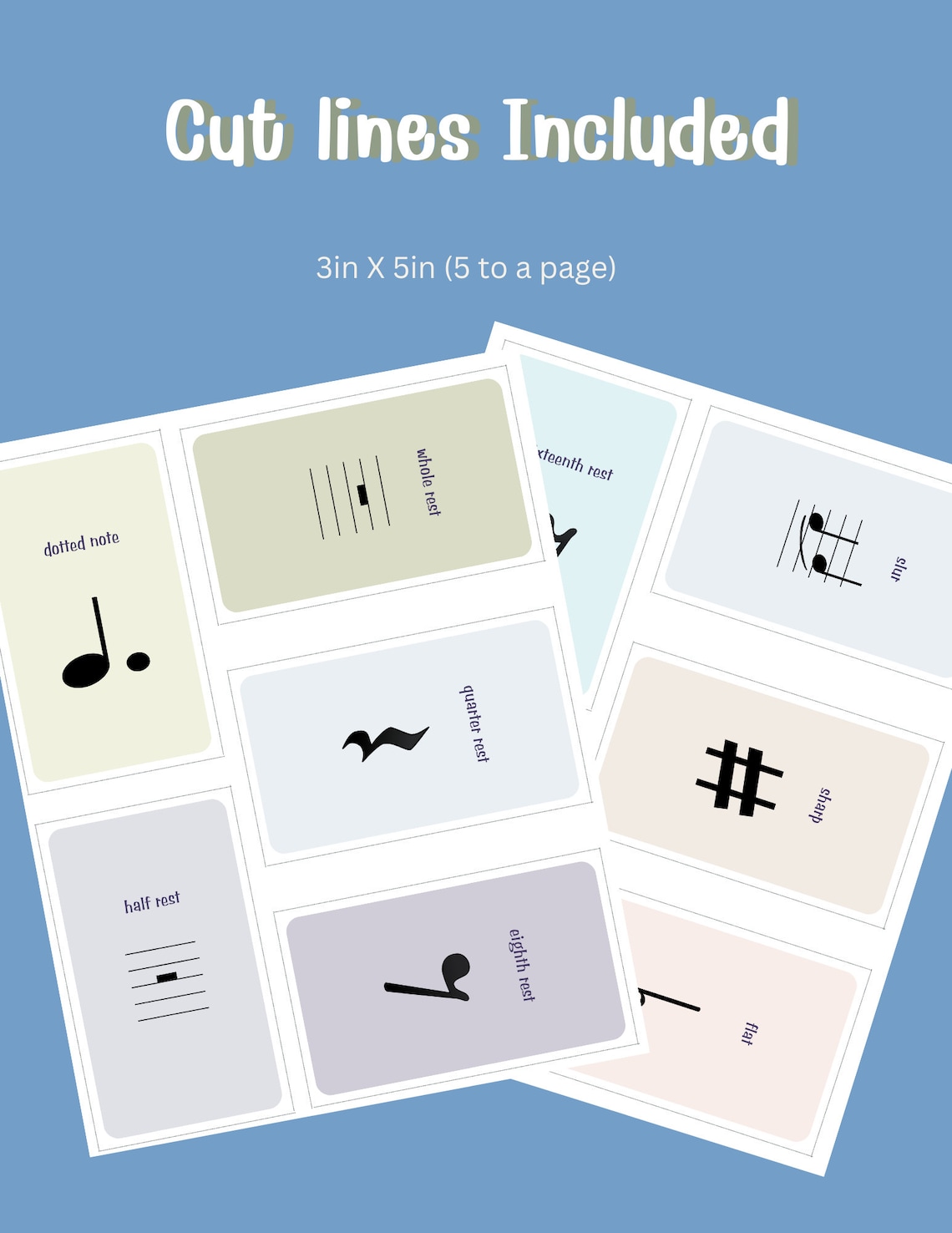 17 Music Notes & Symbols Flashcards, Basic Music Flash Cards ...