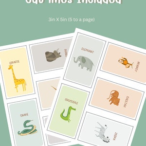 15 Safari Animals Flashcards, Animal Flash Cards, Montessori, Learning ...